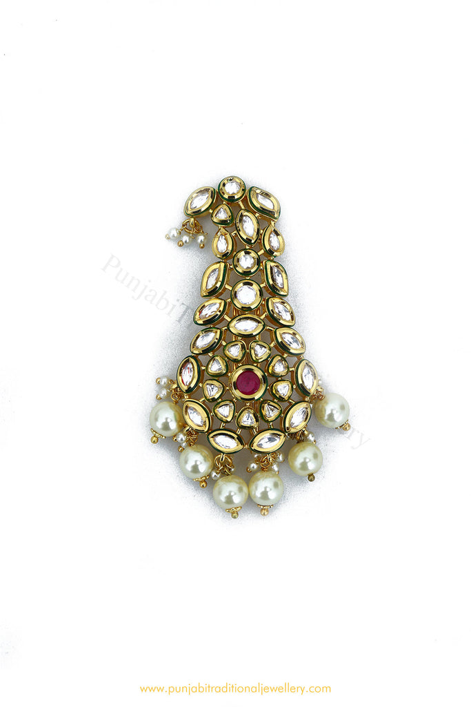 Gold Finished Pearl Kundan Kalgi | Punjabi Traditional Jewellery Exclu