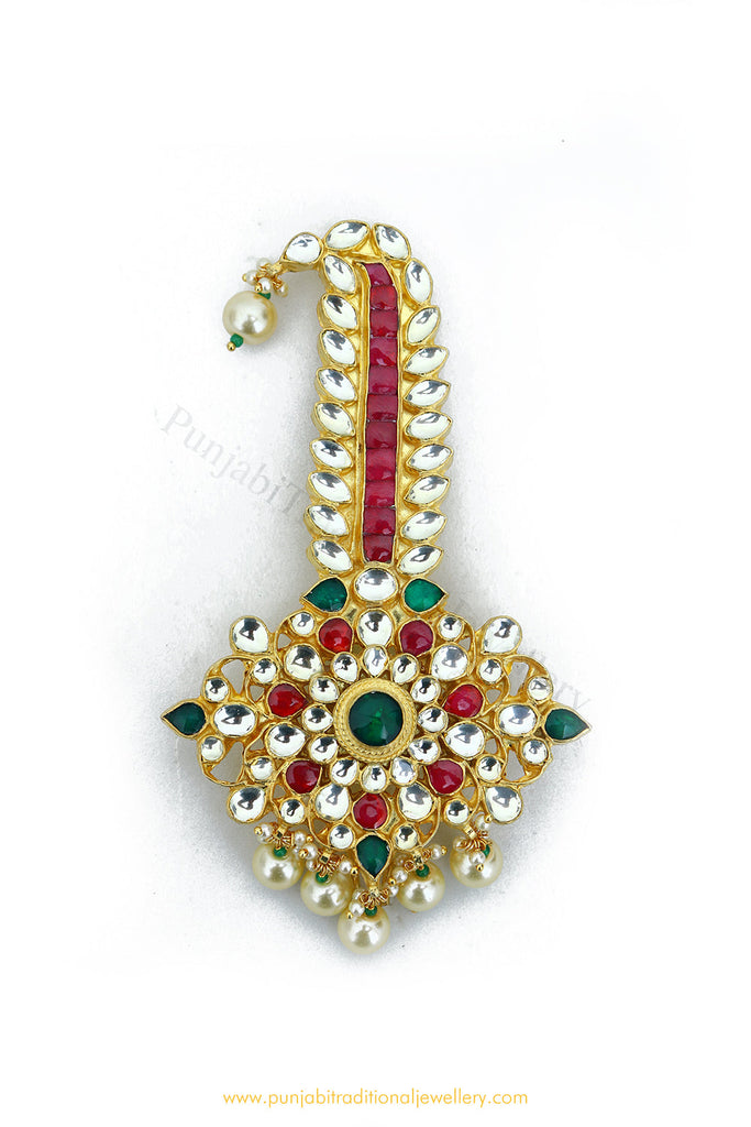 Gold Finished Ruby Emerald Kundan Kalgi | Punjabi Traditional Jeweller ...