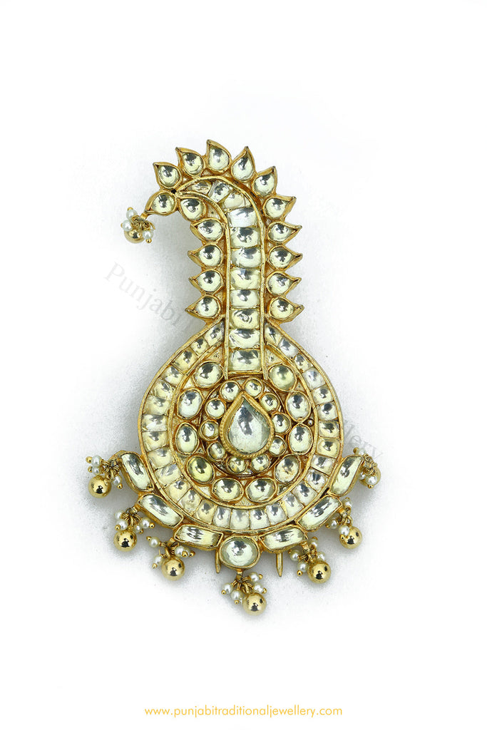 Gold Finished Pearl Kundan Kalgi | Punjabi Traditional Jewellery Exclu